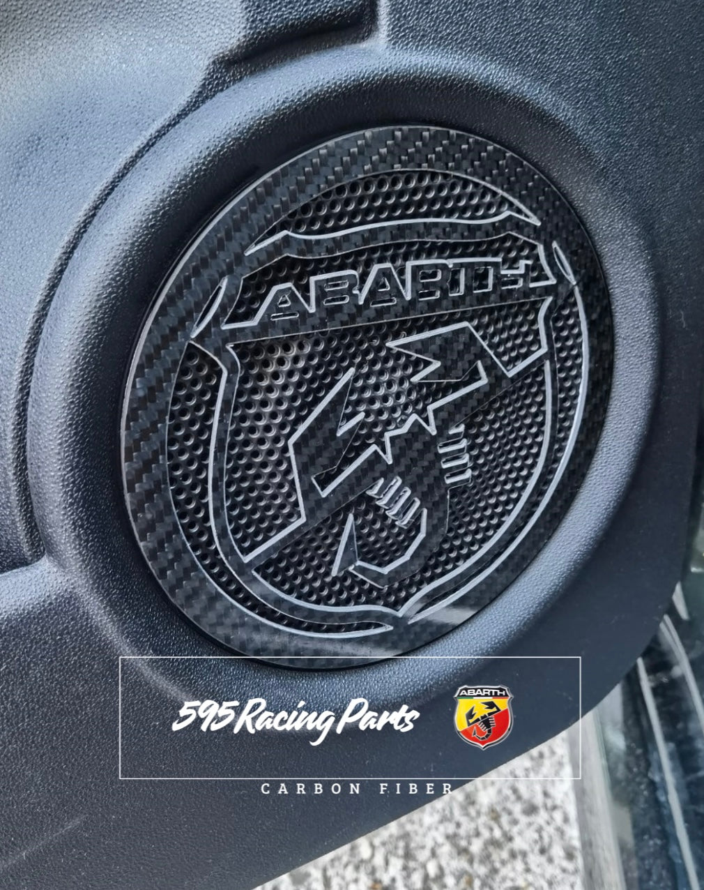 Coppia cover speaker in VERO CARBONIO per Abarth 500 - 595 - 695 - Fia ...